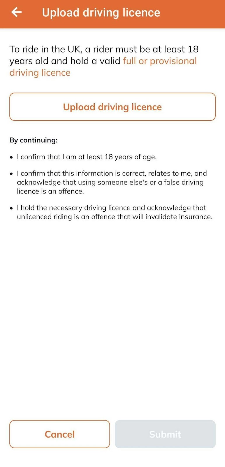 How should I submit my driving licence details? – Rider FAQs